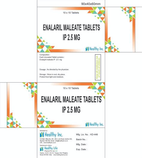 Enalapril Maleate 25 Mg Tablets Prescription At Rs 193strip In Mumbai