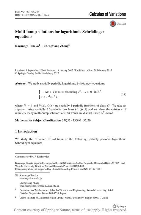Multi Bump Solutions For Logarithmic Schr Odinger Equations Request Pdf