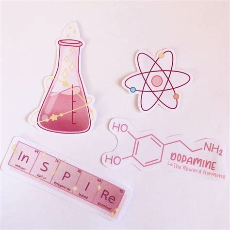 Pink Science Sticker Set Cute Nerdy And Aesthetic Stickers For Science Lovers Journalling