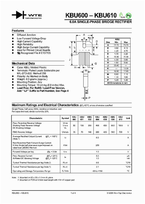 KBU610_1260021.PDF Datasheet Download --- IC-ON-LINE