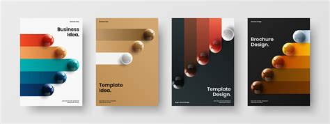 놀라운 연간 보고서 디자인 벡터 템플릿 컬렉션 미니멀 한 사실적인 공 리플릿 일러스트 세트 A4 용지에 대한 스톡 벡터 아트 및 기타 이미지 Istock