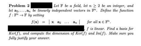 Solved Problem 2 Let F Be A Field Let N2 Be An Integer Chegg Com