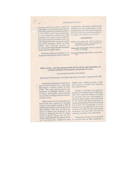 Pdf Effect Of Bare Root Dip Treatment With Plant Products And Nematicides On Root Knot