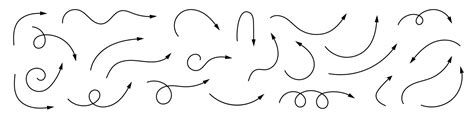 Set Of Hand Drawn Curved Arrows Vector Art At Vecteezy