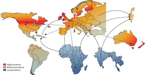 2 Geography Of Multiple Sclerosis The World Map Is Represented To Download Scientific Diagram