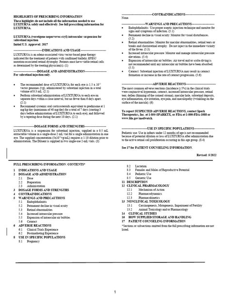 Luxturna Us Prescribing Information Pdf Syringe Retina