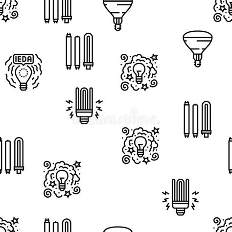 Bulb Electrical Energy Accessory Vector Seamless Pattern Stock Vector