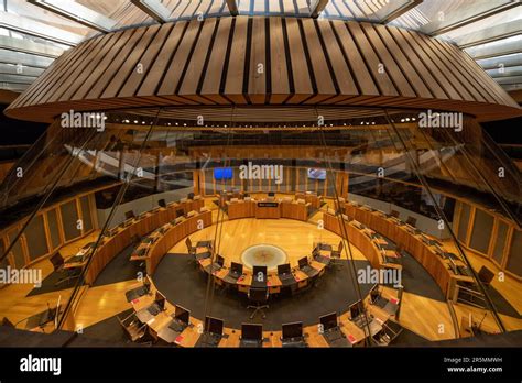 A General View Inside The Senedd Home Of The Welsh Parliament In Cardiff Bay In Cardiff Wales