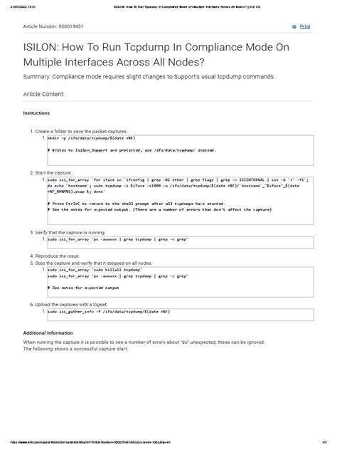 Isilon How To Run Tcpdump In Compliance Mode On Multiple Interfaces