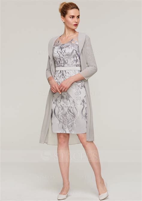 34 Sleeve Knee Length Chiffon Jacket Jacket S18090j At Uk