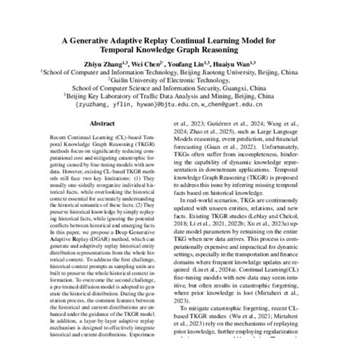 A Generative Adaptive Replay Continual Learning Model For Temporal Knowledge Graph Reasoning