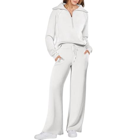 Anrabess Women 2 Piece Outfits Sweatsuit Set 2025 Fall Oversized Half Zip Sweatshirt Wide Leg