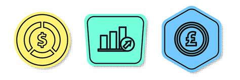 달러 기호라인 코인 머니 그래프 일정 차트 다이어그램 인포그래픽 파이 그래프 파운드 스털링 기호가 있는 코인 머니가 있는