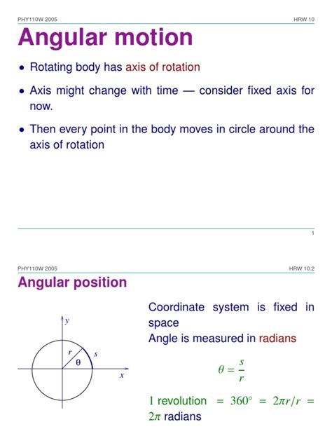 Angular Motion Notes Rotation Around A Fixed Axis Torque