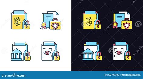 Personal Sensitive Data Light And Dark Theme Rgb Color Icons Set Stock Vector Illustration Of