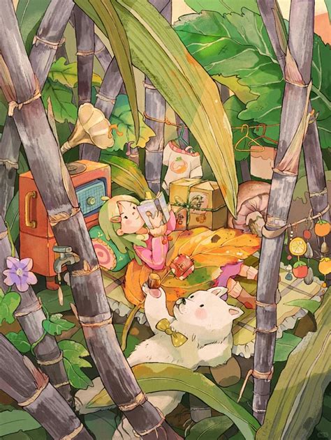 甘蔗林的风都是甜甜的｜原创插画