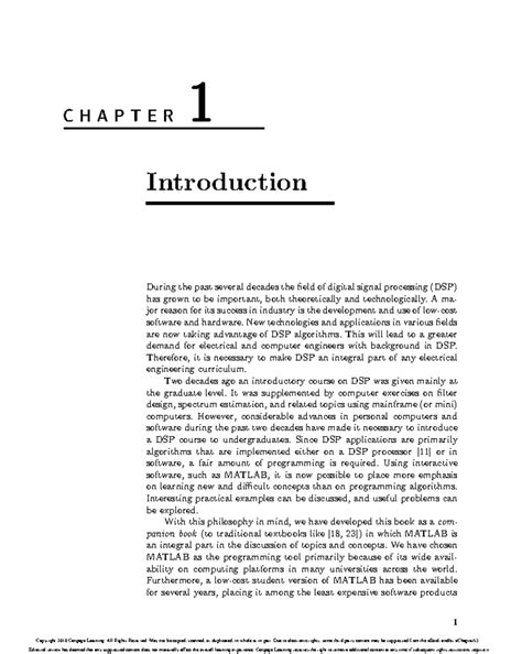 Introdunction To Dsp And Matlab 1 C H A P T E R 1 Introduction During