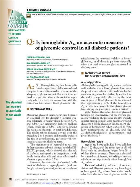 Pdf Q Is Hemoglobin A1c An Accurate Measure Of Glycemic Control In All Diabetic Patients