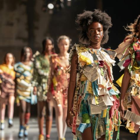 Premium Photo A Group Of Women Are Walking Down A Runway Wearing