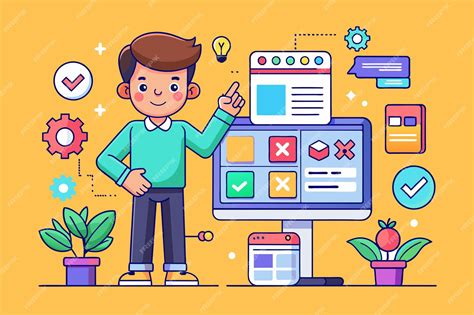 A Cartoon Character Highlights Key Ui And Ux Design Differences Near A Desktop Computer Uiux