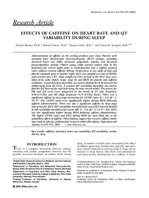 Pdf Effects Of Caffeine On Heart Rate And Qt Variability During Sleep