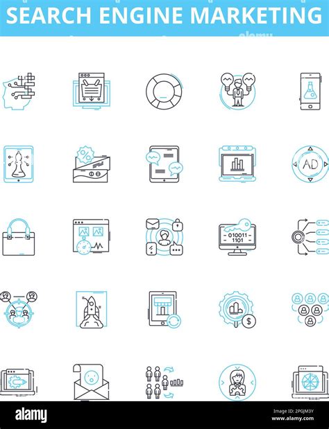 Search Engine Marketing Vector Line Icons Set Sem Seo Advertising Ppc Content Analytics