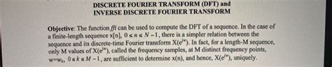 Solved Discrete Fourier Transform Dft And Inverse Discrete