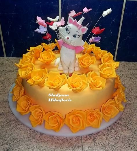 Marie Cat Aristocats Yellow Roses Butterflies