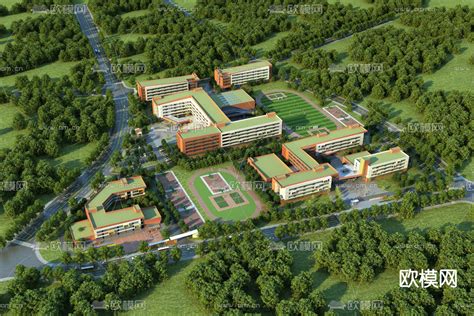 学校鸟瞰外观3d模型下载 Id12209003 3dmax免费模型 欧模网