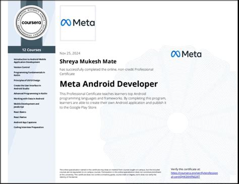 Androiddevelopment Metacertification Kotlin Mobileapps Techskills Shreya Mate