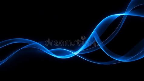 Smooth Flowing Blue Light Waves Glow Against A Deep Black Background Creating A Surreal