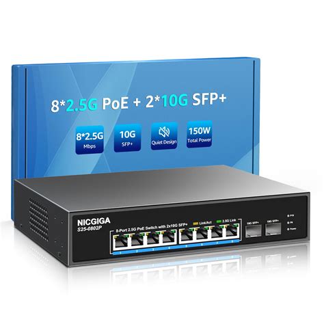 8 Port 2 5g Poe Switch Unmanaged With 8 Port 2 5gb Base T Poe 130w 2 X 10g Sfp Uplink