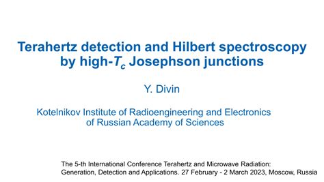 Pdf Terahertz Detection And Hilbert Spectroscopy By High T C Josephson Junctions