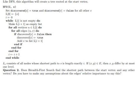 Solved Like DFS This Algorithm Will Create A Tree Rooted At Chegg Com