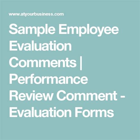 Sample Employee Evaluation Comments Performance Review Comment Evaluation Forms Evaluation