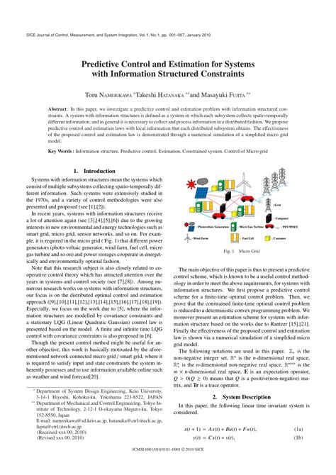 Pdf Predictive Control And Estimation For Systems With Information