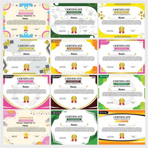 Set Of Certificates With Different Types 55156434 Vector Art At Vecteezy