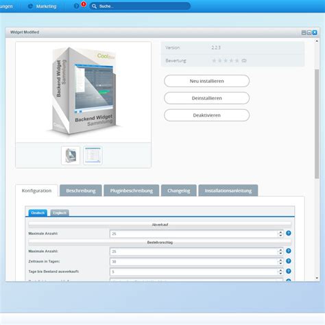Plugin Backend Widget Sammlung Auswertung Handbücher Coolbax