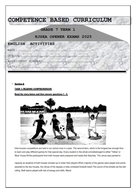 2025 Grade 7 All Subjects Term 1 Opener Exam With Marking Scheme Set 1 Elimu Cloud Notes