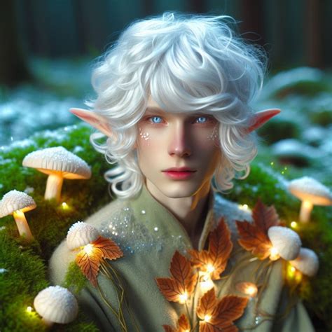 Premium Ai Image An Albino Elf Of Graceful Stature His Silver Hair