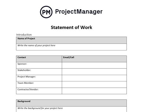 Free Statement Of Work Template SOW For Word