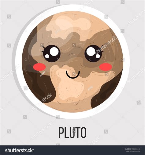 Cartoon Cute Pluto Planet Isolated On Stock Vector Royalty Free 1706392240