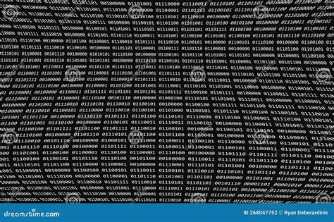 Computer Binary Code Of Ones And Zeros Displayed On Warped Digital