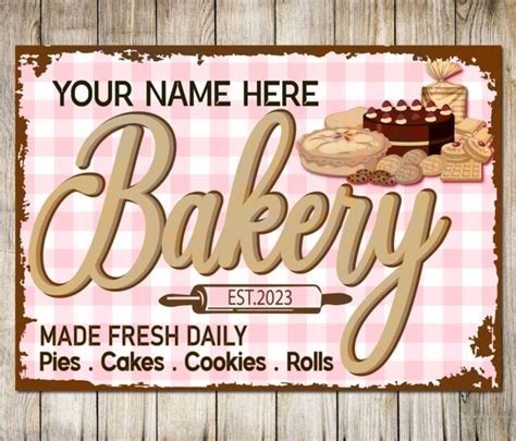 Personalised Baking Sign Bakery Made Fresh Custom T Wall Decor Metal