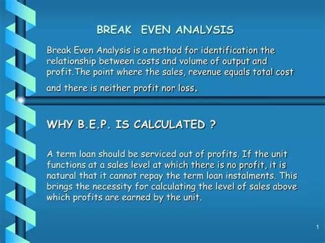 PPT BREAK EVEN ANALYSIS PowerPoint Presentation Free Download ID