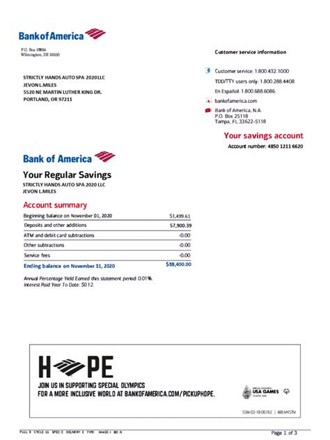 November 31 Bofa 11 2 Statement Pdf Deposit Account Banks