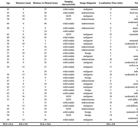 The Characteristics Of 34 Small Pulmonary Nodules In 31 Patients