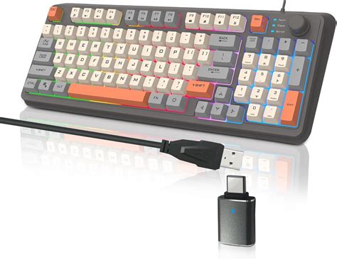 Teslniher Gaming Keyboard Wired Rainbow Backlit Keyboard
