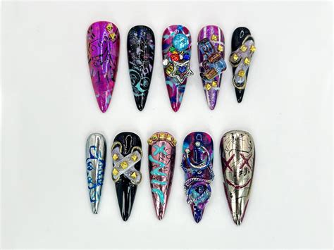 Arcane Jinx Inspired Press On Nails League Of Legends Arcane Nails