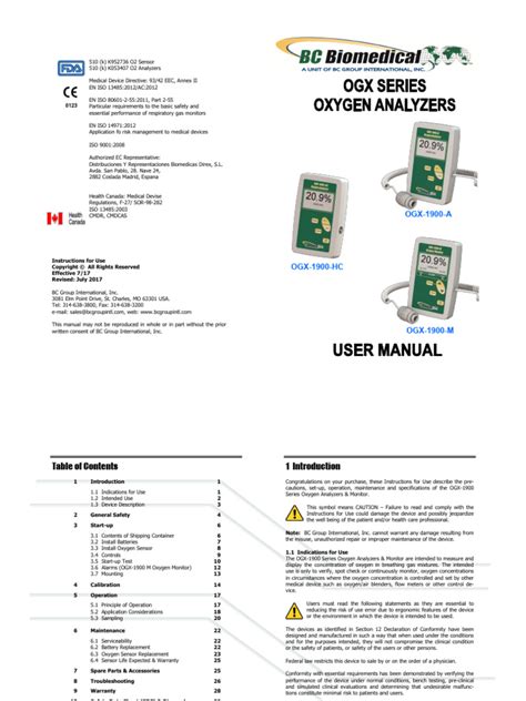 Ogx 1900 Oxygen Analyzer User Manual Pdf Sterilization
